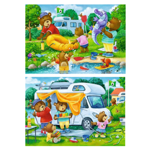 Ravensburger – 2×24 Piece Puzzle: Bear Family Camping Trip | Little ...