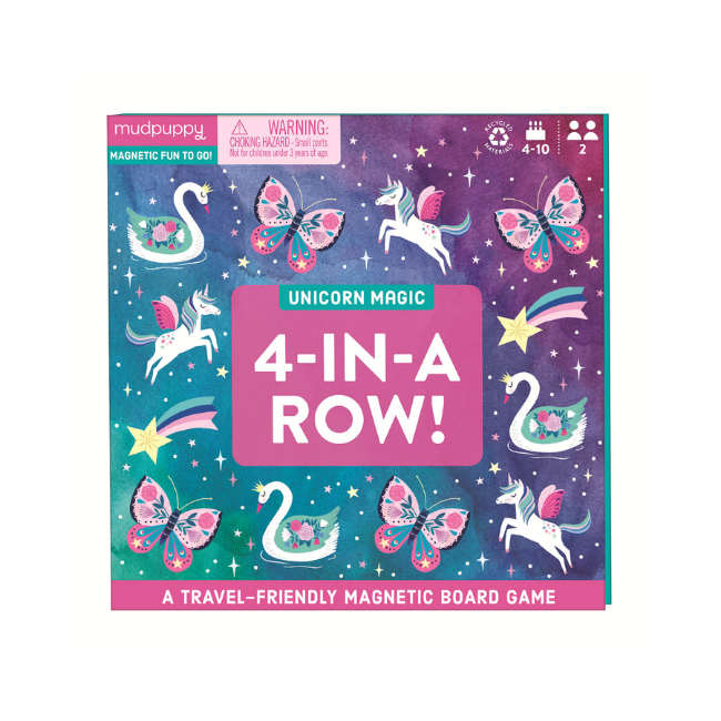 Mudpuppy – 4-In-A-Row Magnetic Board Game: Unicorn Magic | Little Knick ...