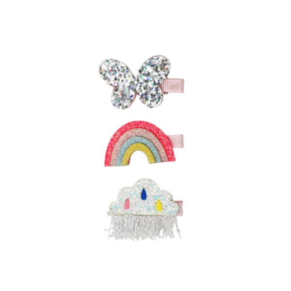 Pink Poppy – Hair Clips: Glitter Rainbow + Cloud | Little Knick Knacks